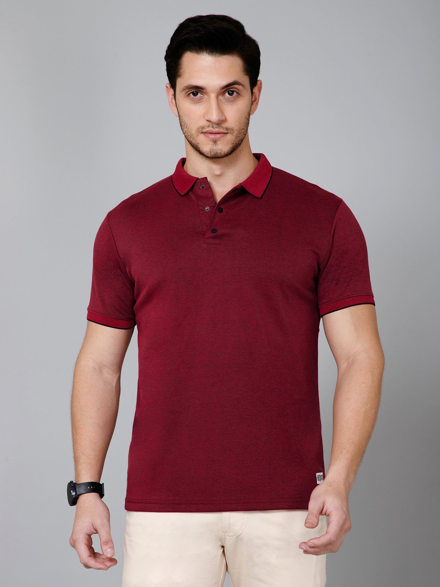 Cross Knit Maroon Polo T-shirt – GIYSI