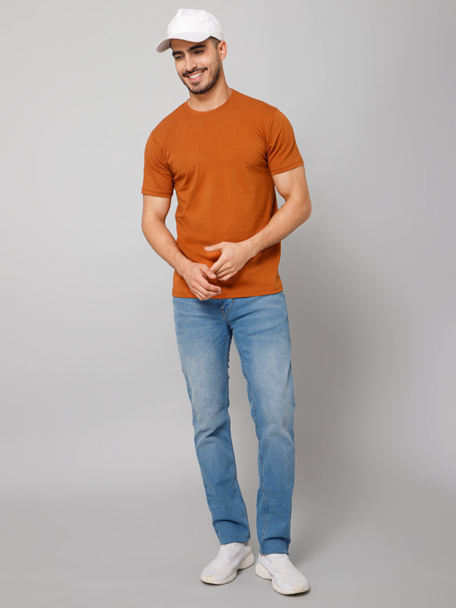 Shop Plain Cotton T-shirts Online, Plain Rust T-shirt - GIYSI