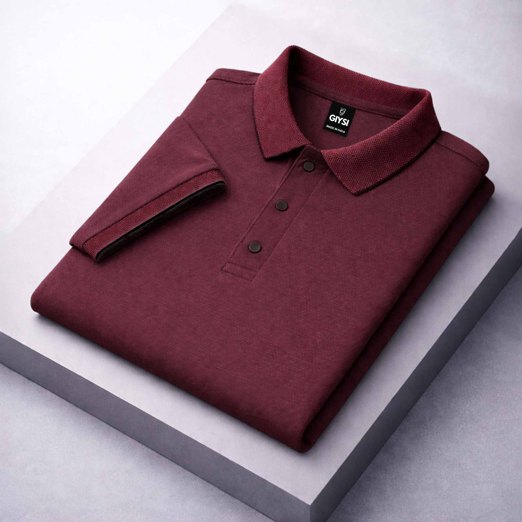 Cross Knit Maroon Polo T-shirt – GIYSI